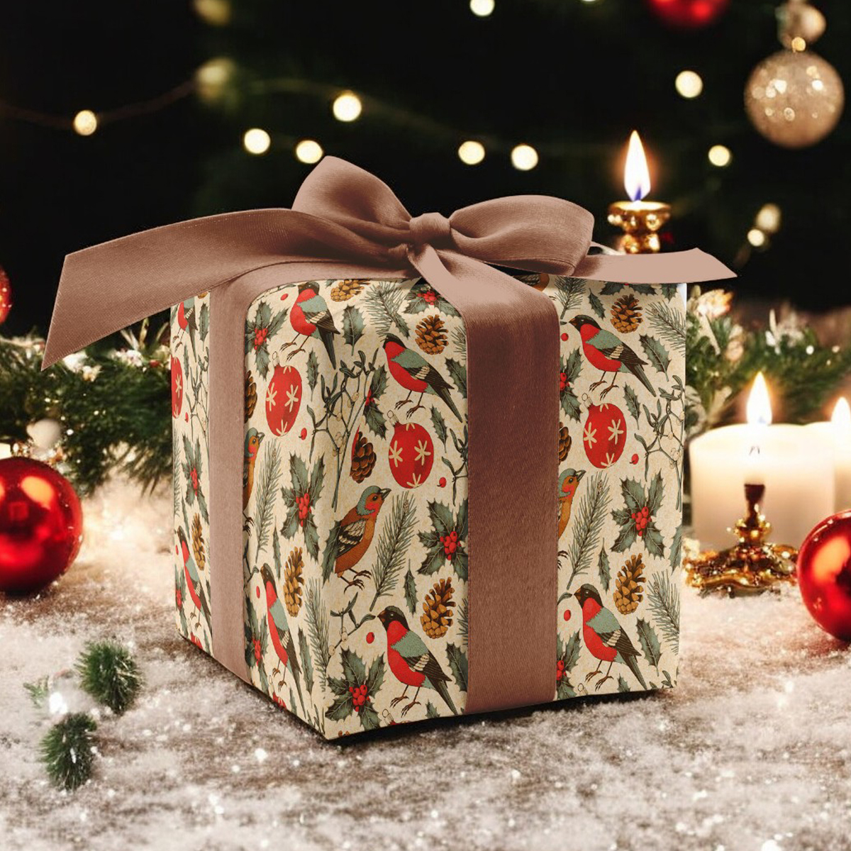 Personalized Photos Grandma Red Christmas Wrapping Paper | 365Canvas