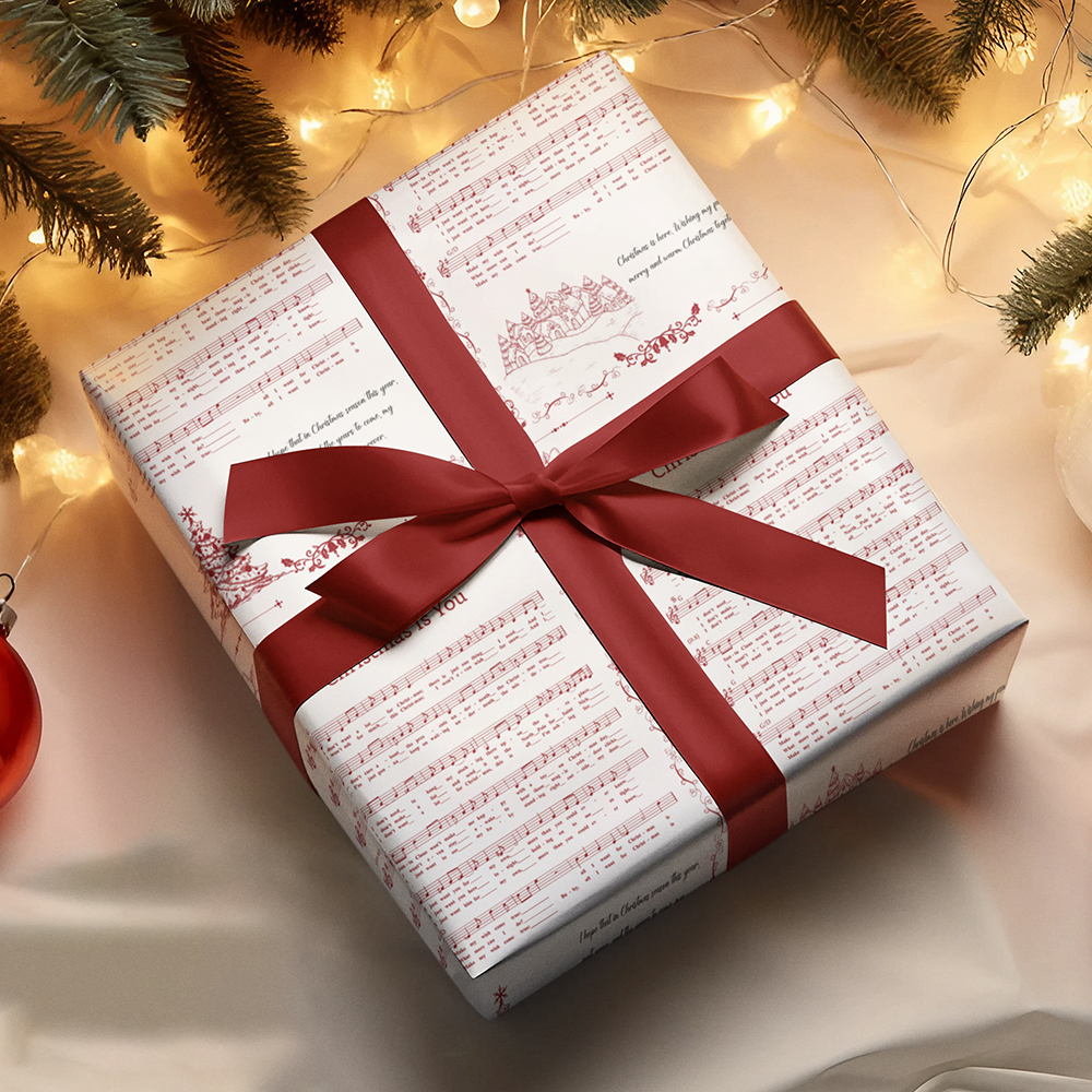 Watercolor Christmas House Forest Wrapping Paper | 365Canvas