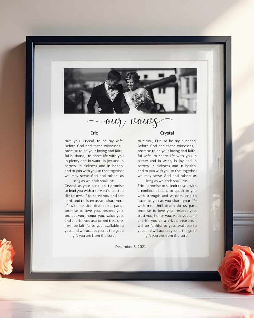 Custom Wedding Vows Framed Print | 365Canvas